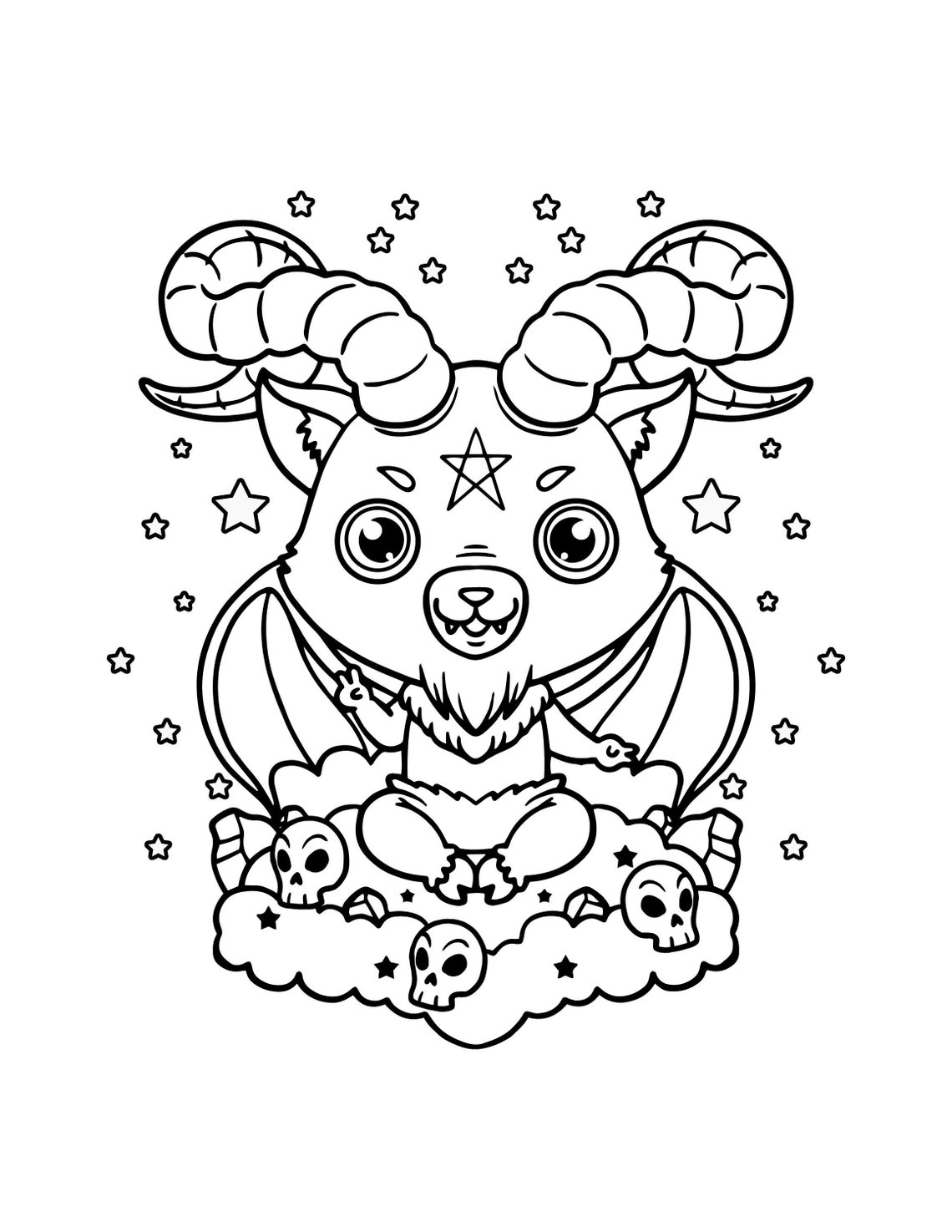 Printable Pastel Krampus / Pastel Goth Coloring Pages / - Etsy