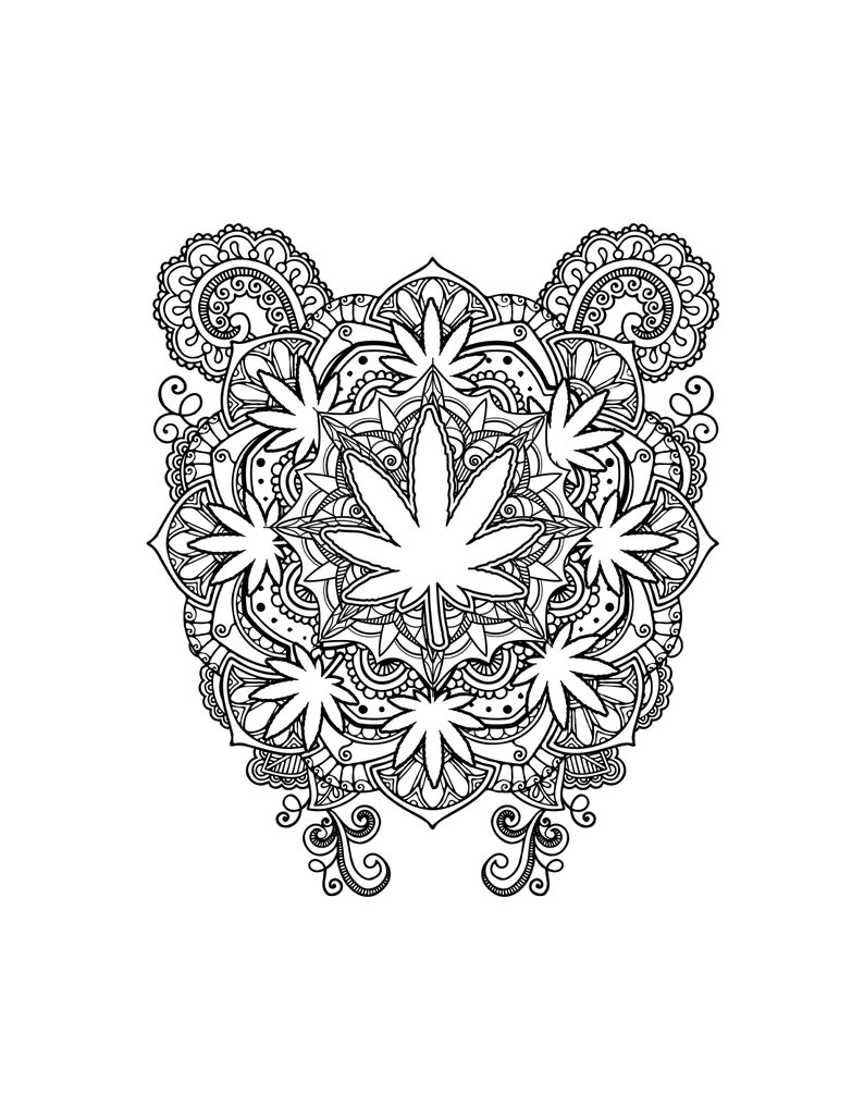 Printable Mandala Stoner Coloring Page / Digital Download / Trippy Weed ...
