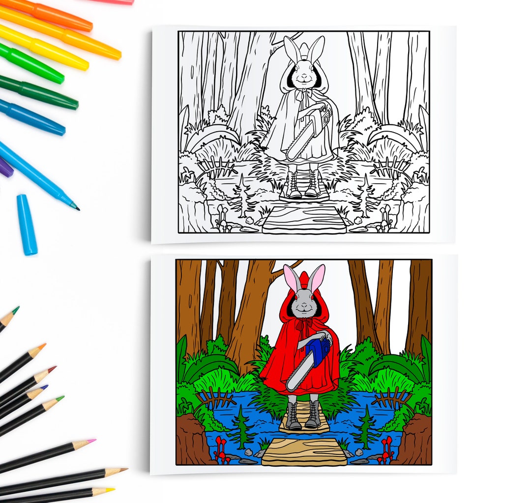Printable Creepy Bunny / Gothic Digital Download / Bunny Coloring Page ...