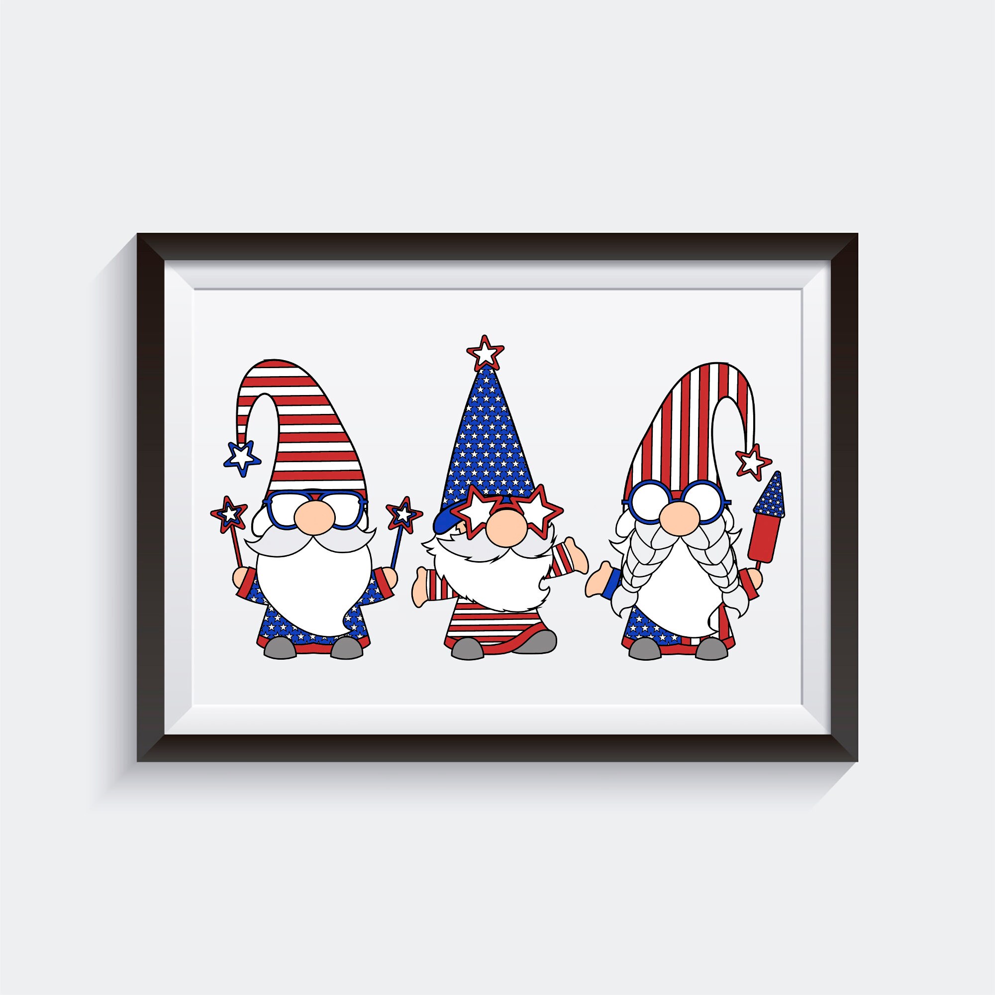 Printable 4th of July Gnomes / Fireworks / American Flag / Digital ...