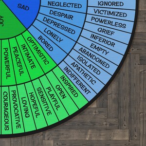 Feelings Wheel Rug 5 Ft / Emotions Wheel Round Floor Mat / Therapy Tool ...