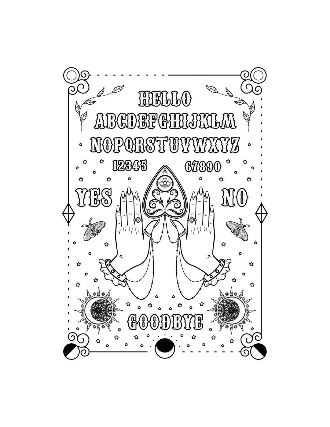 Ouija Board Coloring Page / Digital Download / Spirit Board Printable ...