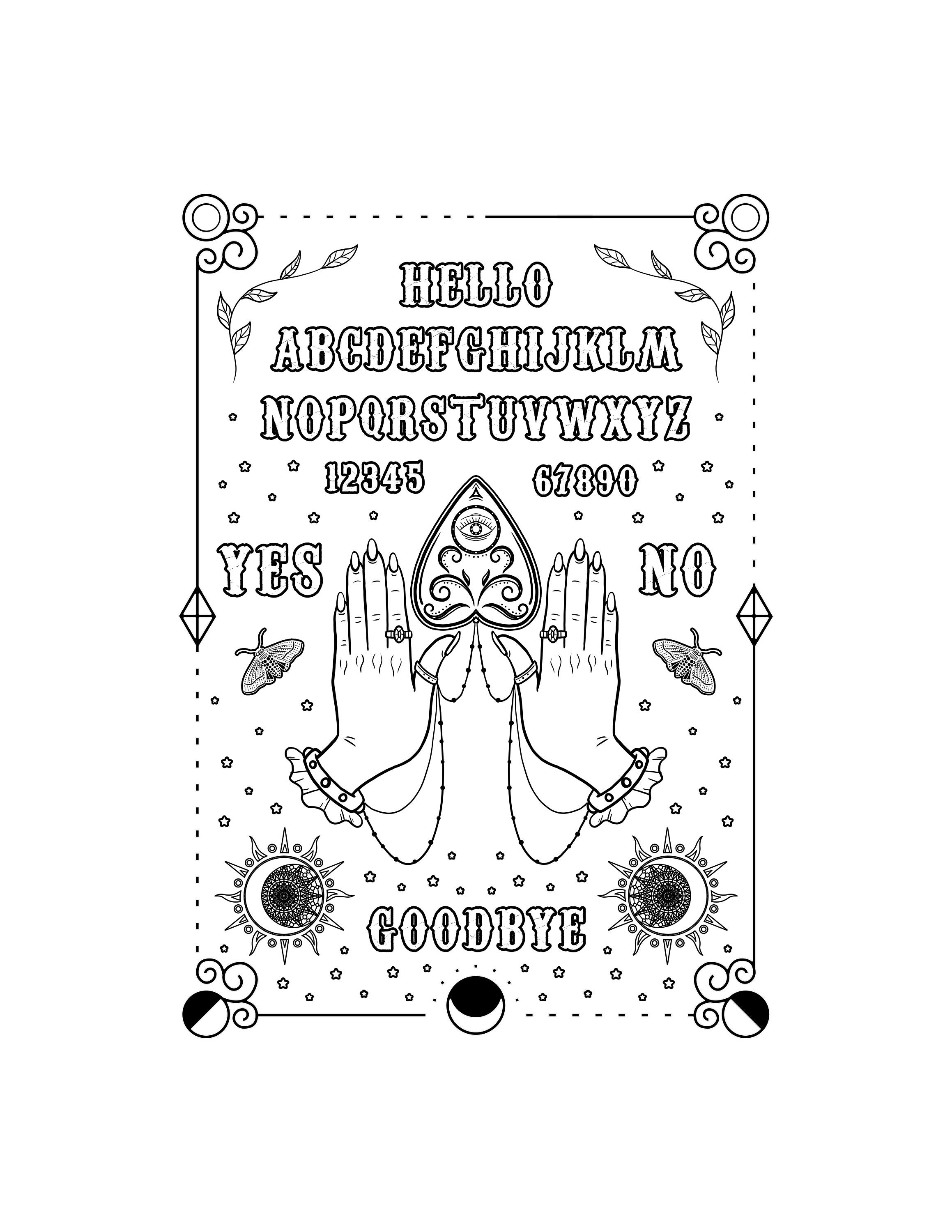 Ouija Board Coloring Page / Digital Download / Spirit Board Printable ...