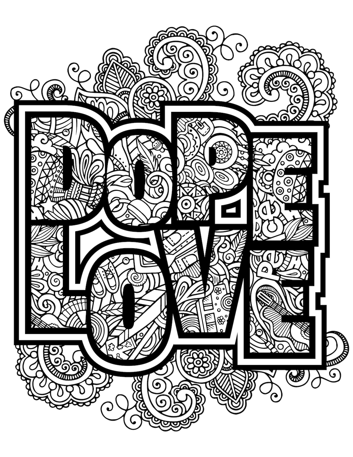 Dope Love Printable PDF / Digital Download / Trippy Coloring Page ...