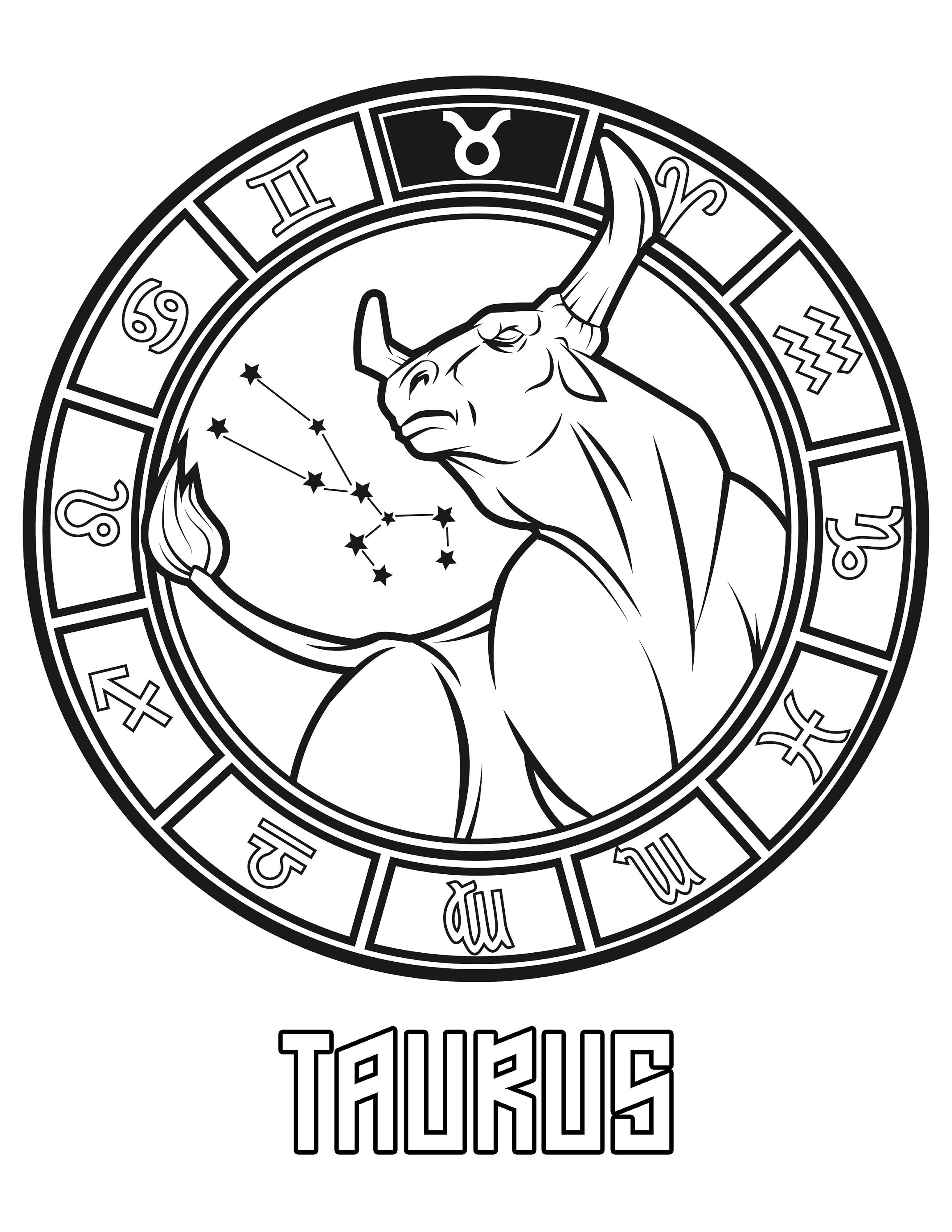 Taurus Zodiac Sign Printable / Zodiac Symbol / Digital Download ...