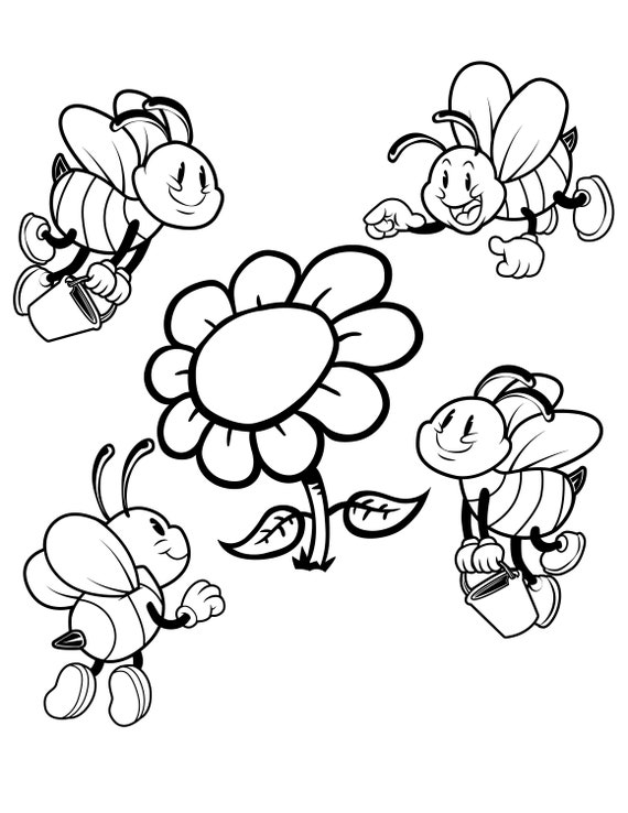 Bee And Flower Coloring Pages