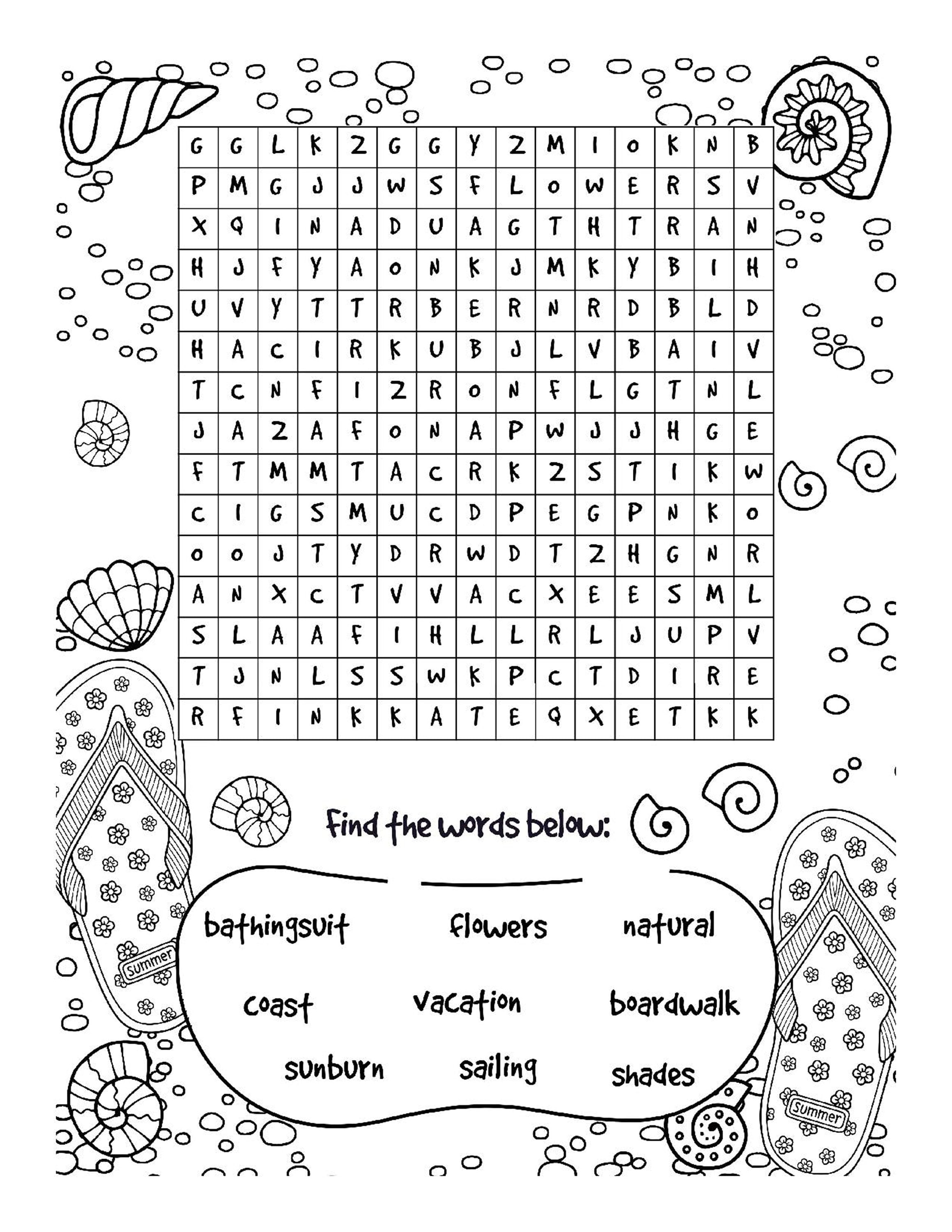 Beach Life Word Search Activity for Adults / 30 Word Search Pages ...