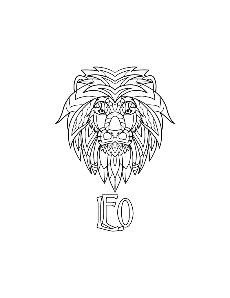 Leo Coloring Page / Digital Download / Printable Astrological Sign ...