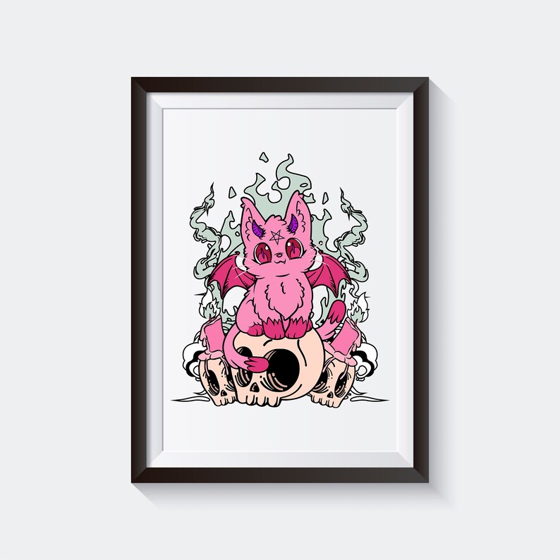 Pastel Goth Demon Cat / Pastel Goth Coloring Pages / Creepy Kawaii ...