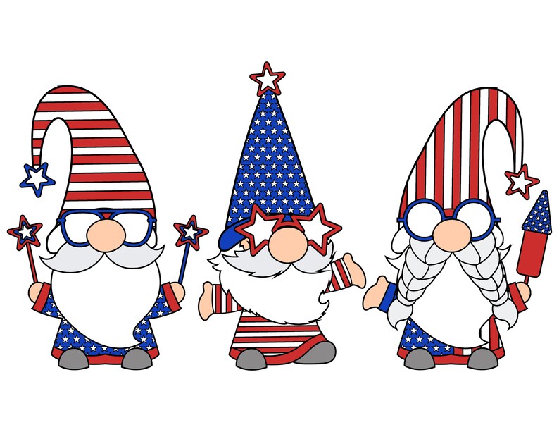 Printable 4th of July Gnomes / Fireworks / American Flag / Digital ...