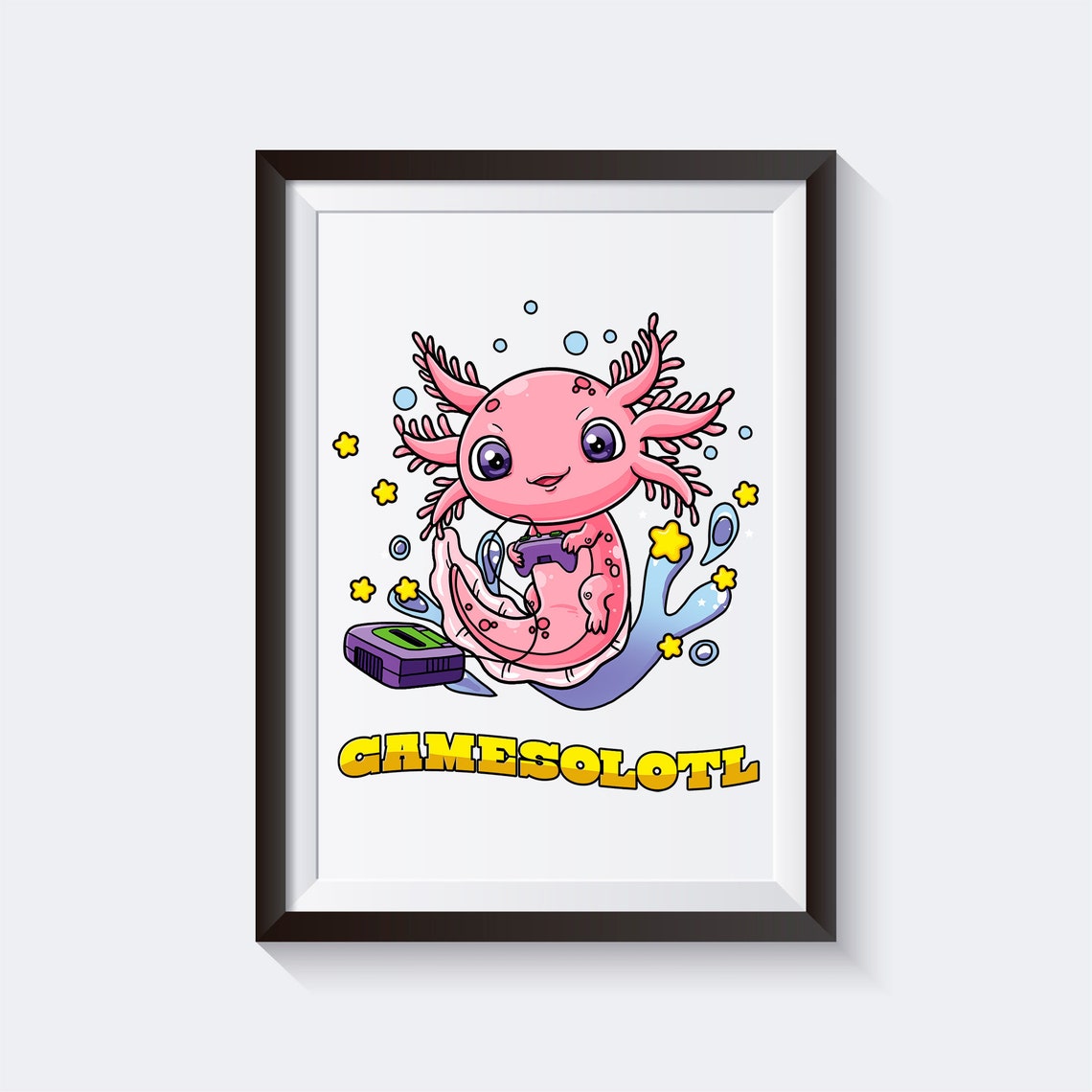 Cute Axolotl Coloring Page / Gamer Digital Download / Axolotls Kawaii ...