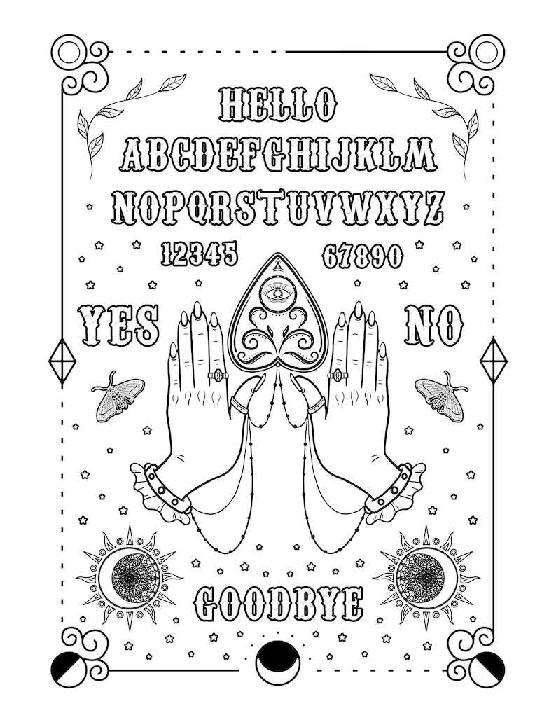 Ouija Board Coloring Page / Digital Download / Spirit Board Printable ...