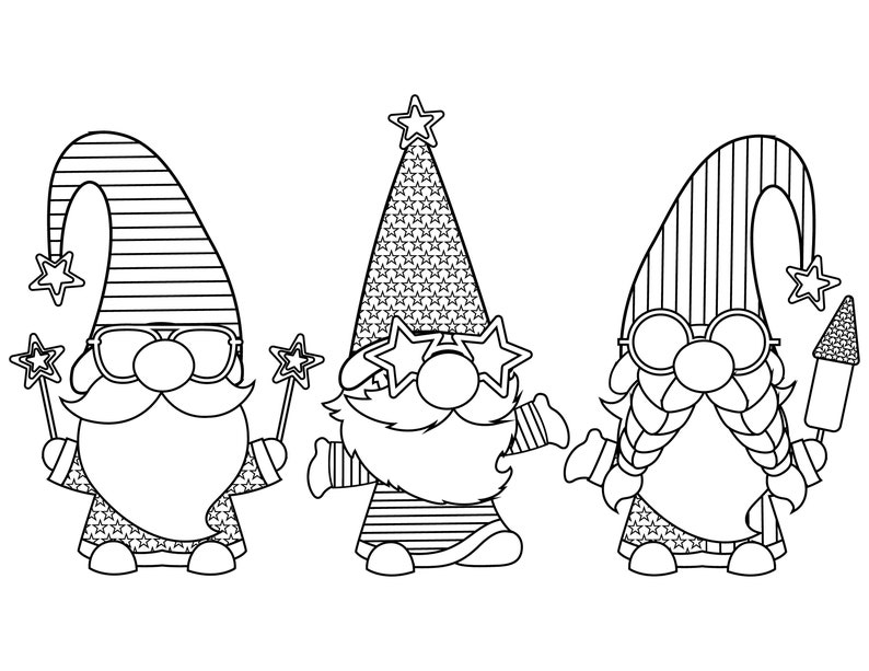 Printable 4th of July Gnomes / Fireworks / American Flag / Digital ...
