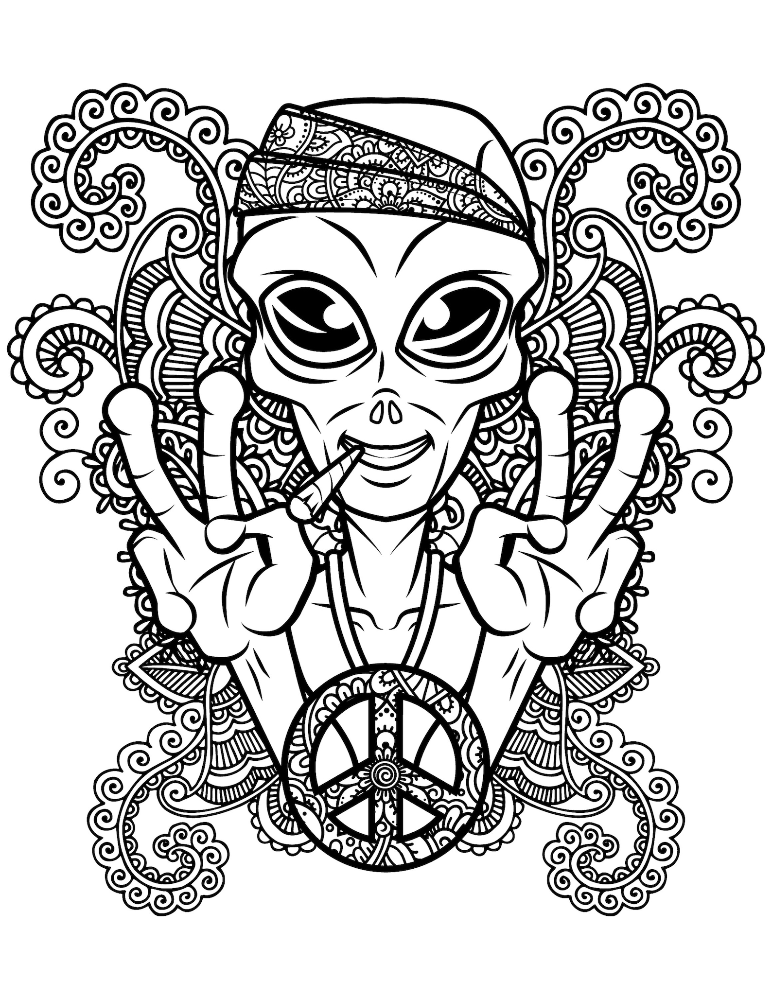 Printable Trippy Alien / Peace Hand Sign / Digital Download / Trippy ...