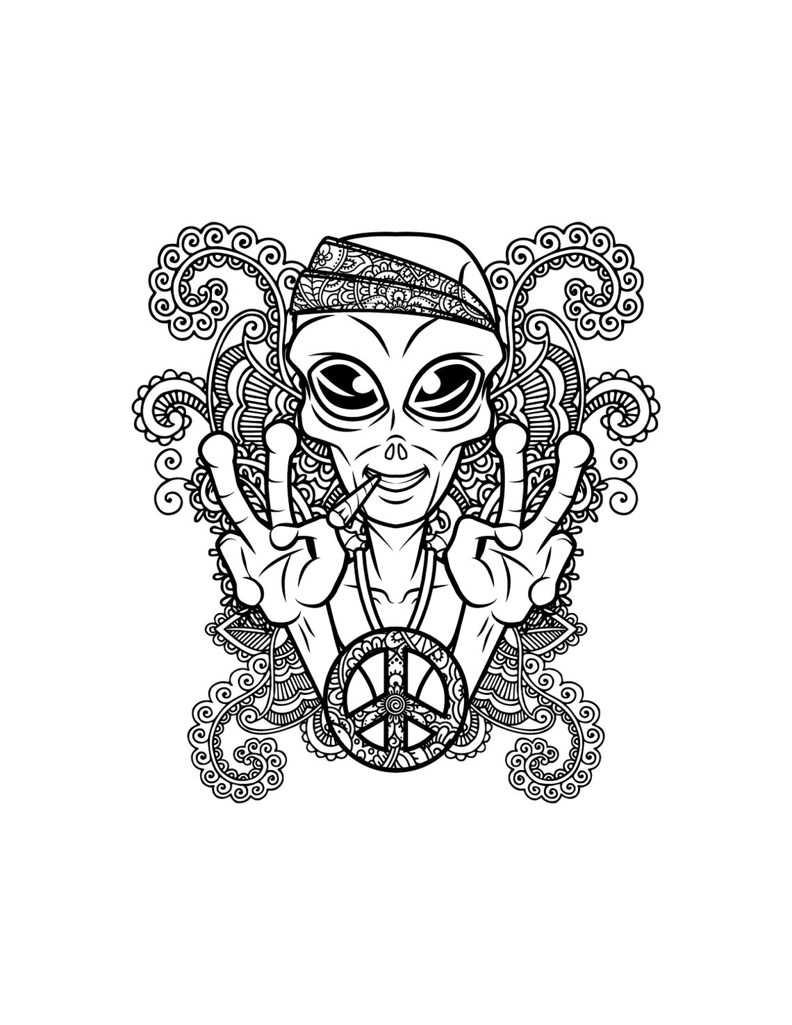 Printable Trippy Alien / Peace Hand Sign / Digital Download / Trippy ...