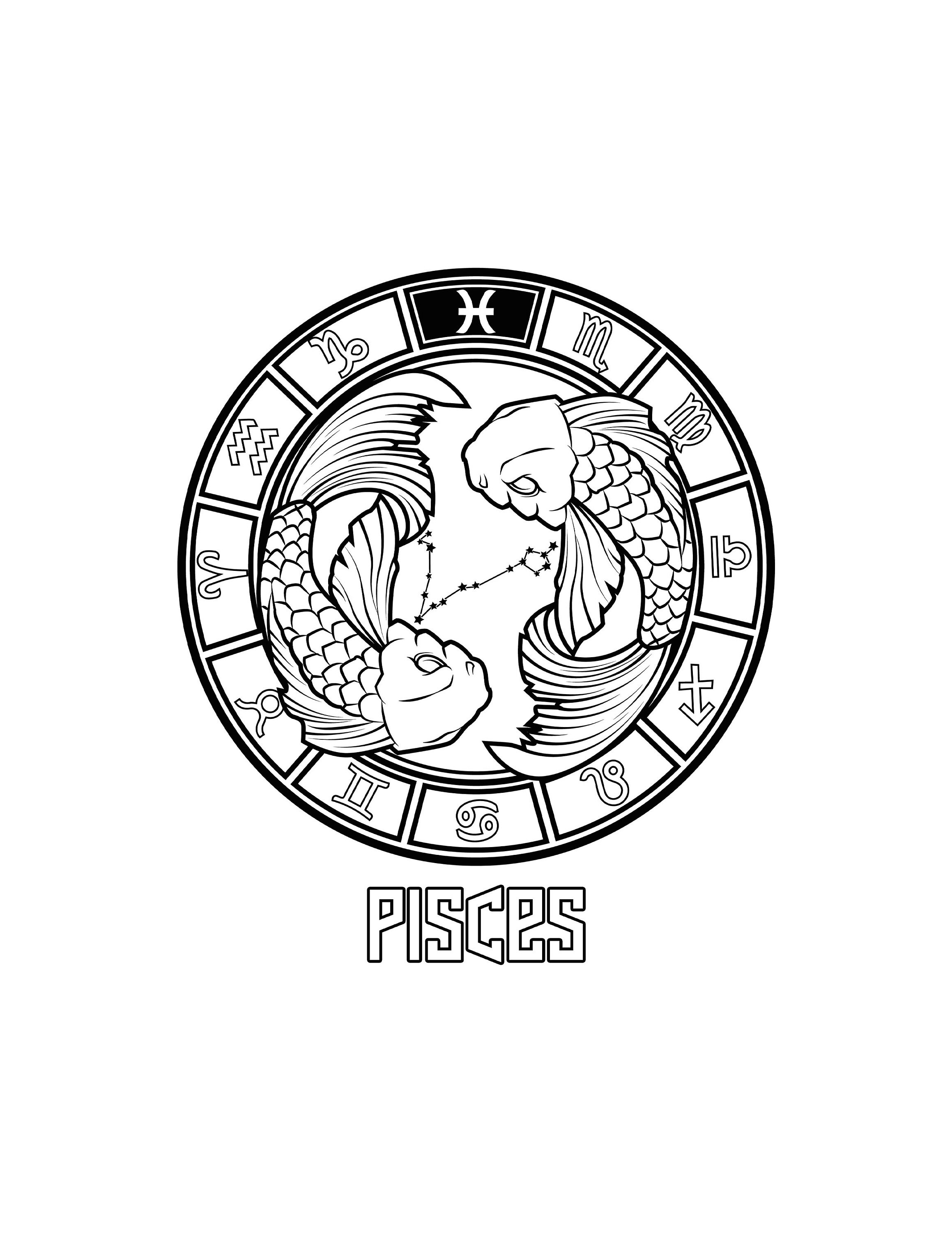 Pisces Zodiac Sign Printable / Zodiac Symbol / Digital - Etsy