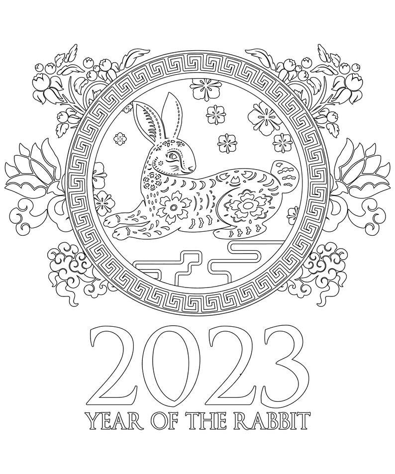 Year of the Rabbit Coloring Printable / Chinese New Year Downloadable ...