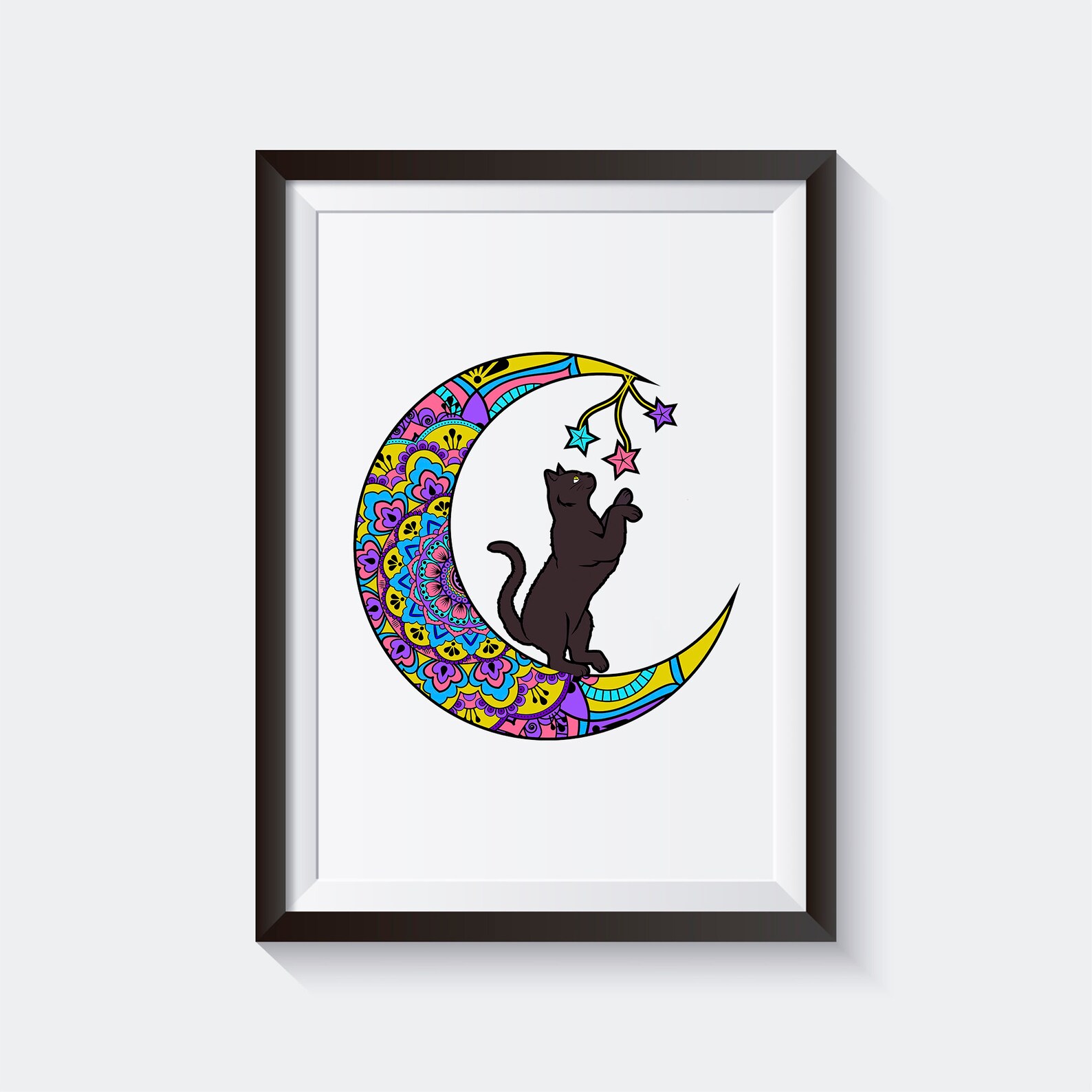 Cat Moon Printable PDF / Celestial Coloring Pages / Digital Download ...