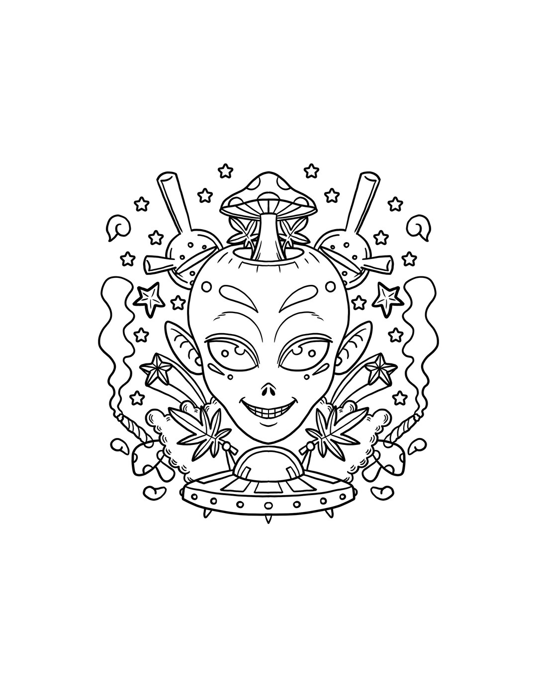 Trippy Alien / Magic Mushrooms Printable PDF / Digital Download ...