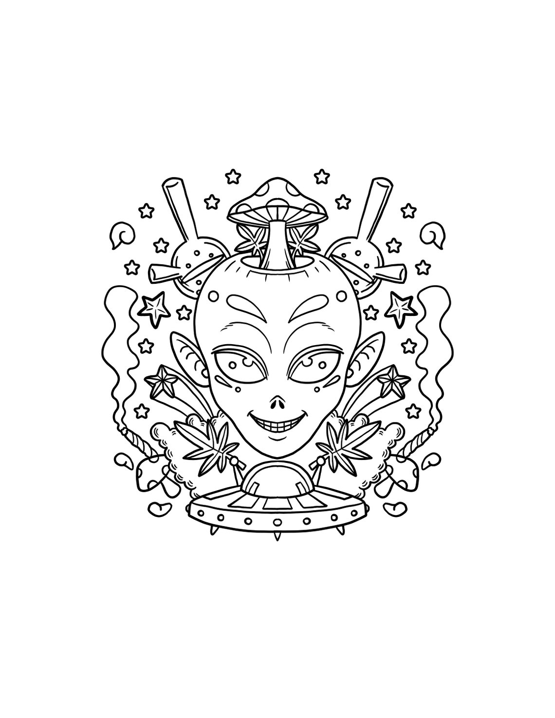 Trippy Alien / Magic Mushrooms Printable PDF / Digital Download ...