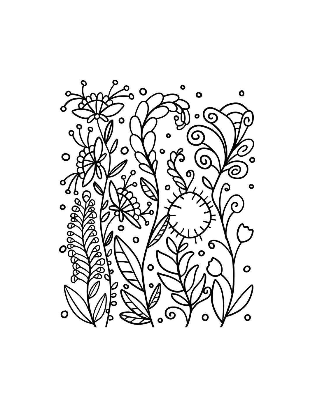 Floral Coloring Page / Digital Download / Beautiful Flowers Printable ...