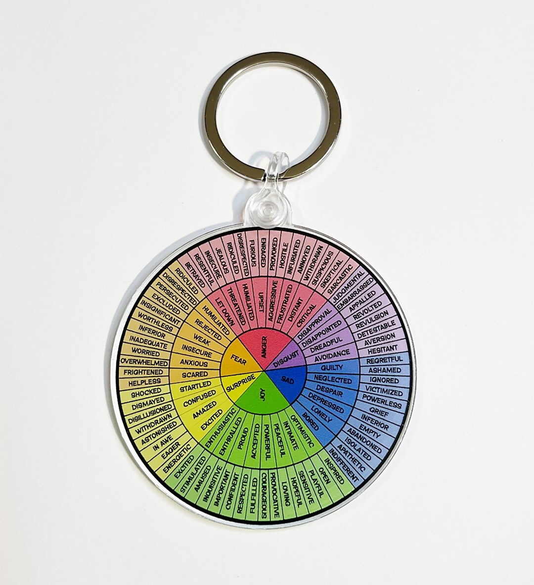 Feelings Wheel Keychain 2 1/2" or 3 1/2" / Acrylic Emotions Wheel Key ...