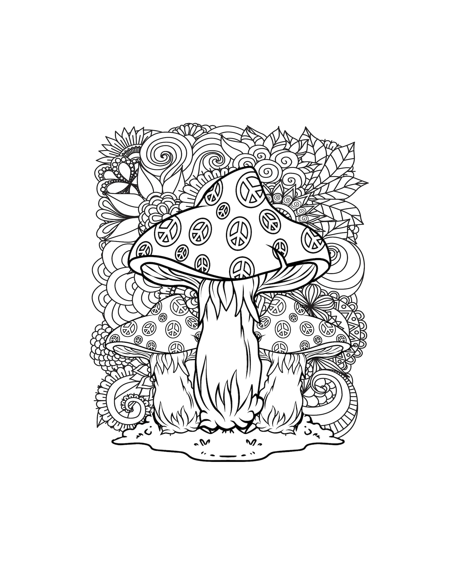 Magic Mushroom Printable Coloring Pages / Digital Download / - Etsy