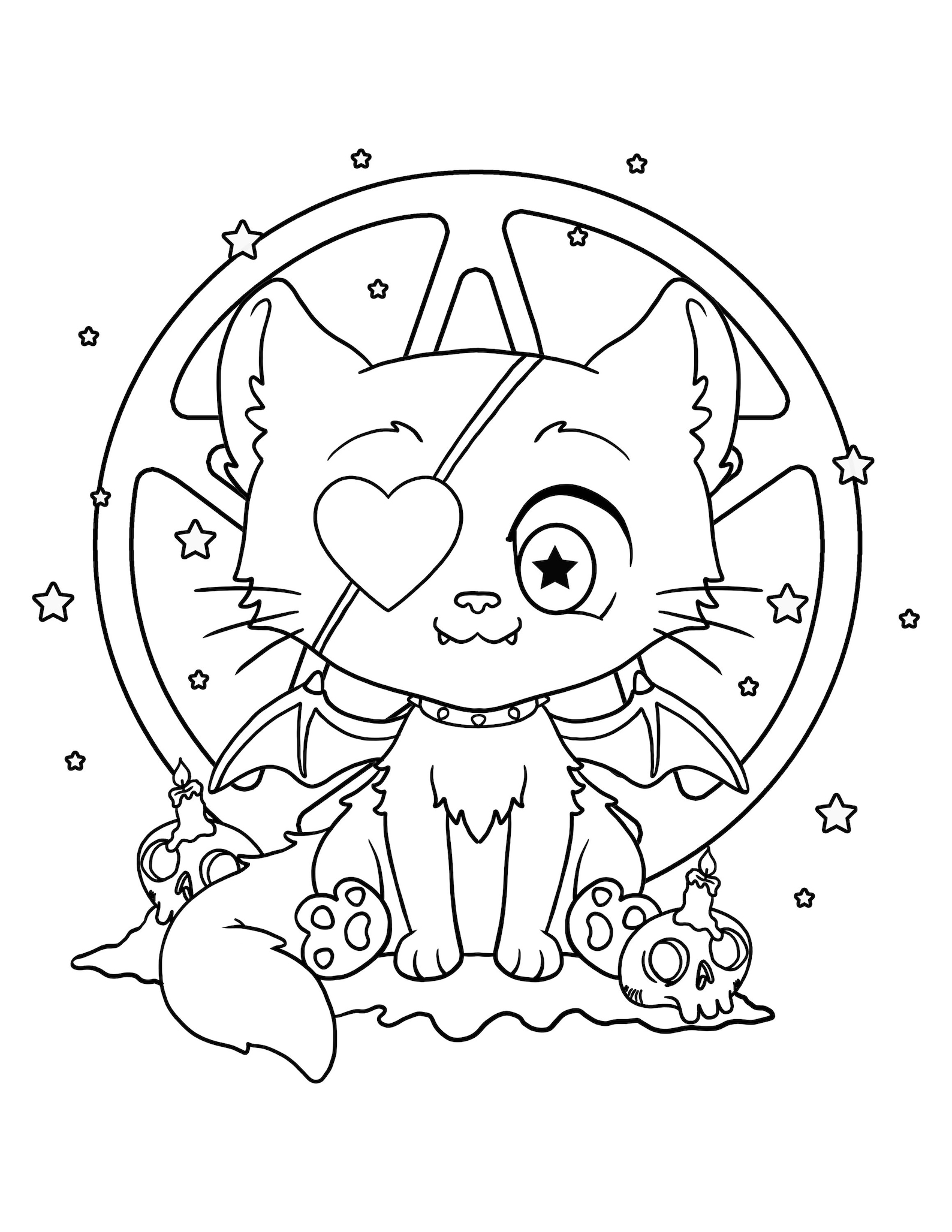 Pastel Goth Scary Cat / Pastel Goth Coloring Pages / Creepy Kawaii ...