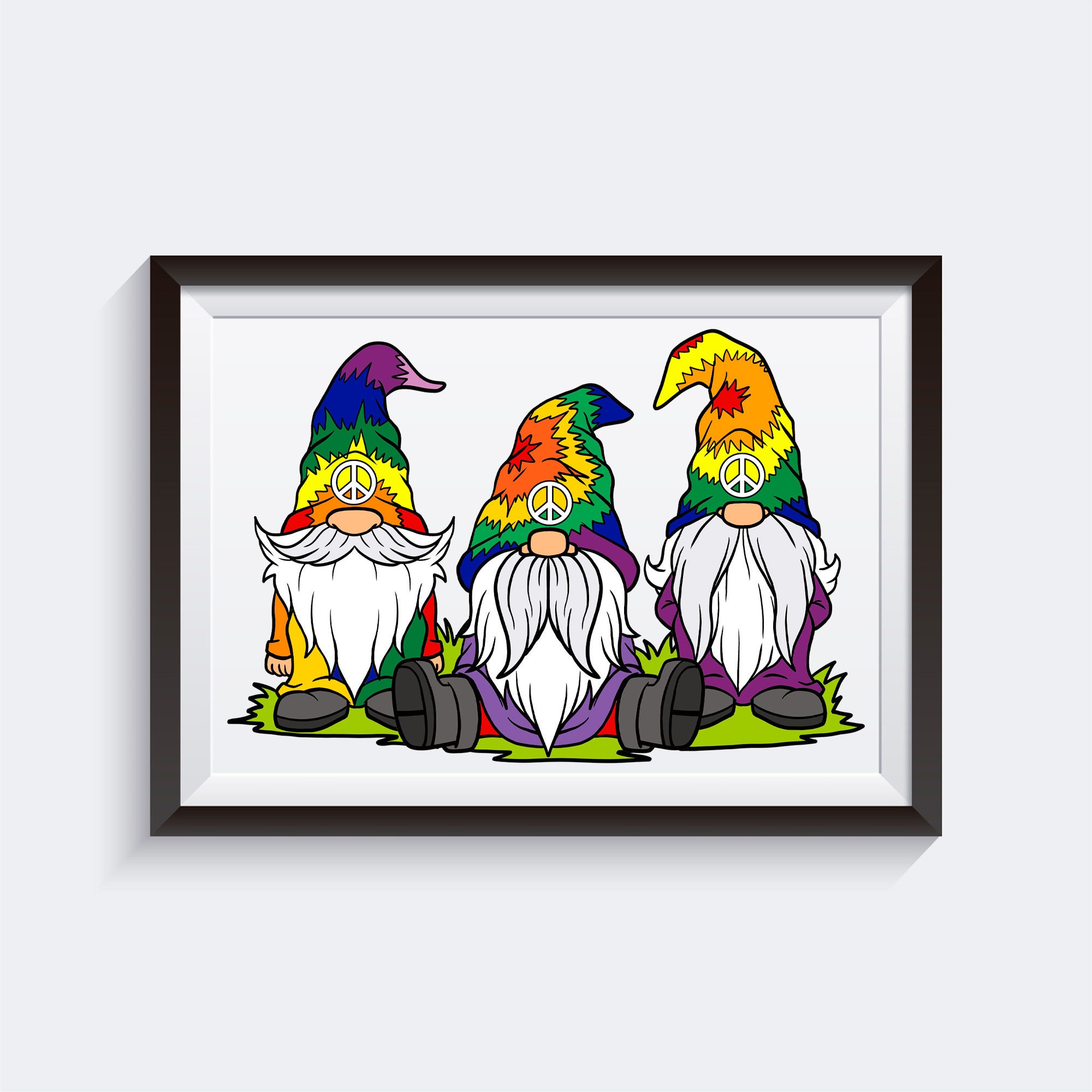 Printable Gnomes Peace Sign / Digital Download / Hippie Gnome Coloring ...