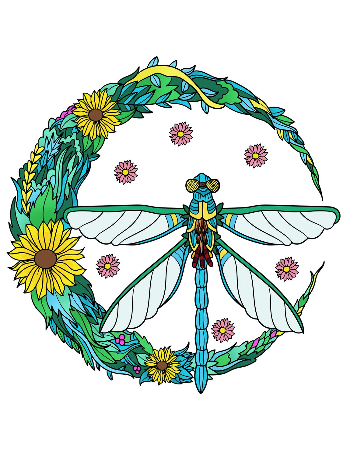 Dragonfly Moon Printable Coloring Pages / Digital Download / | Etsy