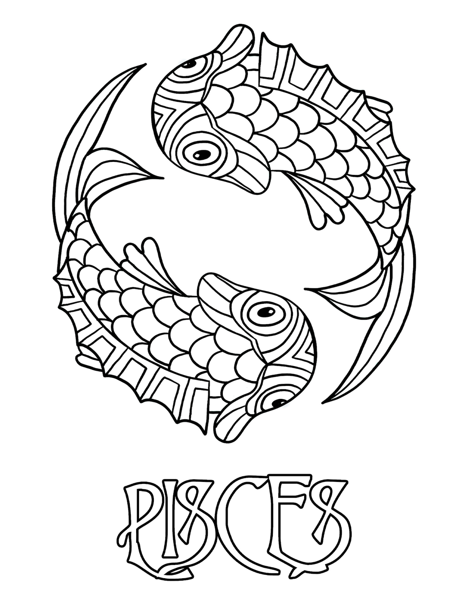 Pisces Coloring Page / Digital Download / Printable Astrological Sign ...