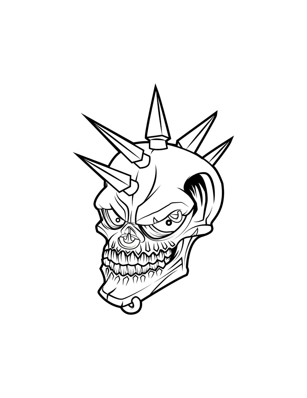 Printable Spike Skull / Digital Download / Gothic Coloring Page - Etsy