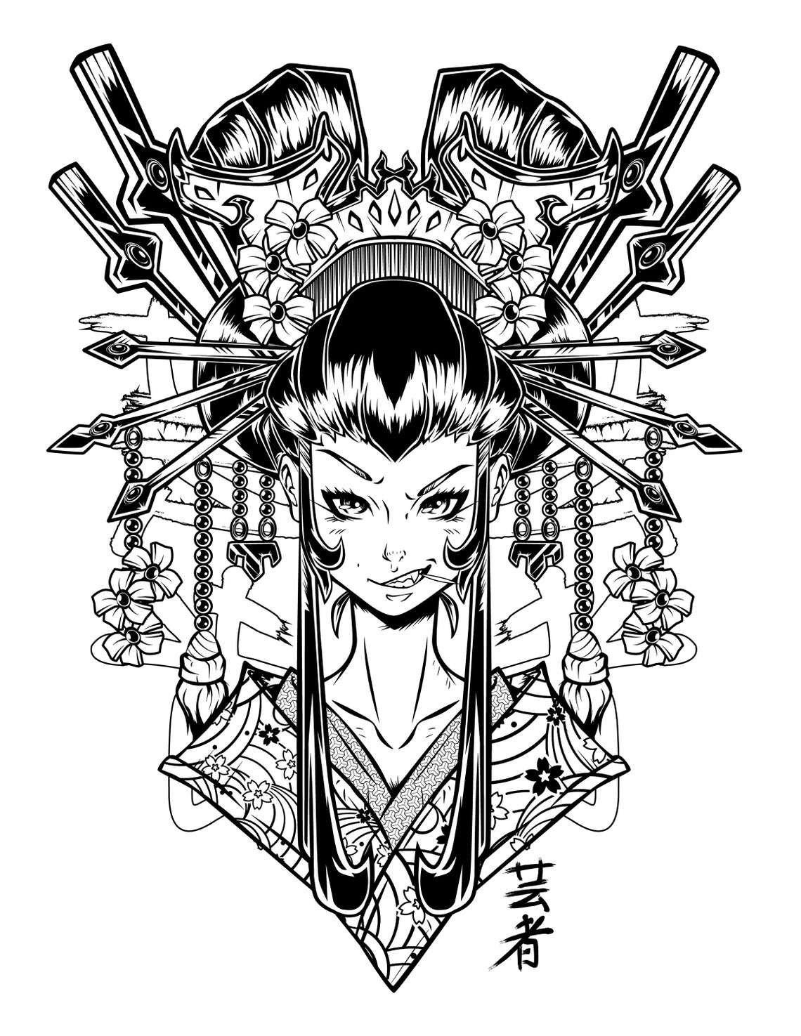 Anime Geisha Printable Coloring Page / Japanese Coloring Page PDF ...