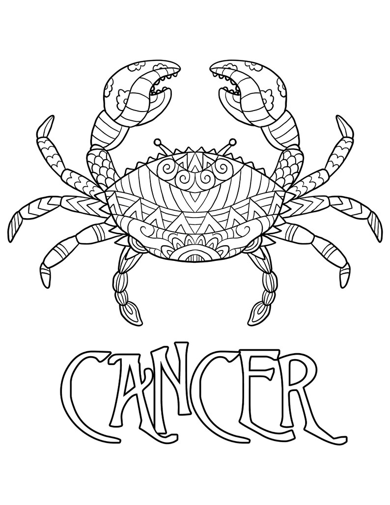 Cancer Coloring Page / Digital Download / Printable Astrological Sign ...