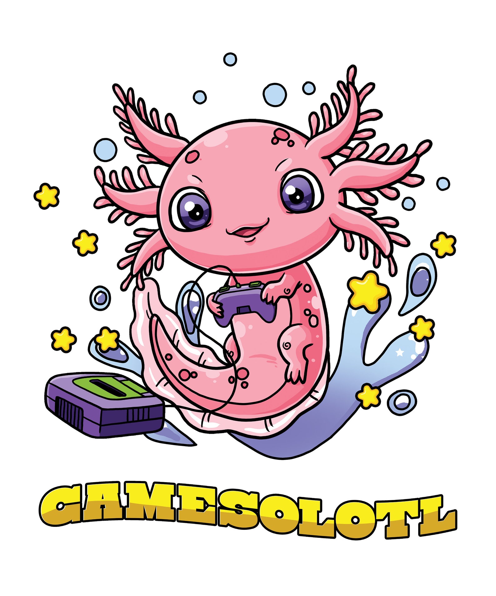 Cute Axolotl Coloring Page / Gamer Digital Download / Axolotls Kawaii ...