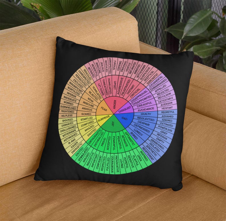 Feelings Wheel Pillow / Emotions Wheel Throw Pillow / Faux Suede Pillow ...
