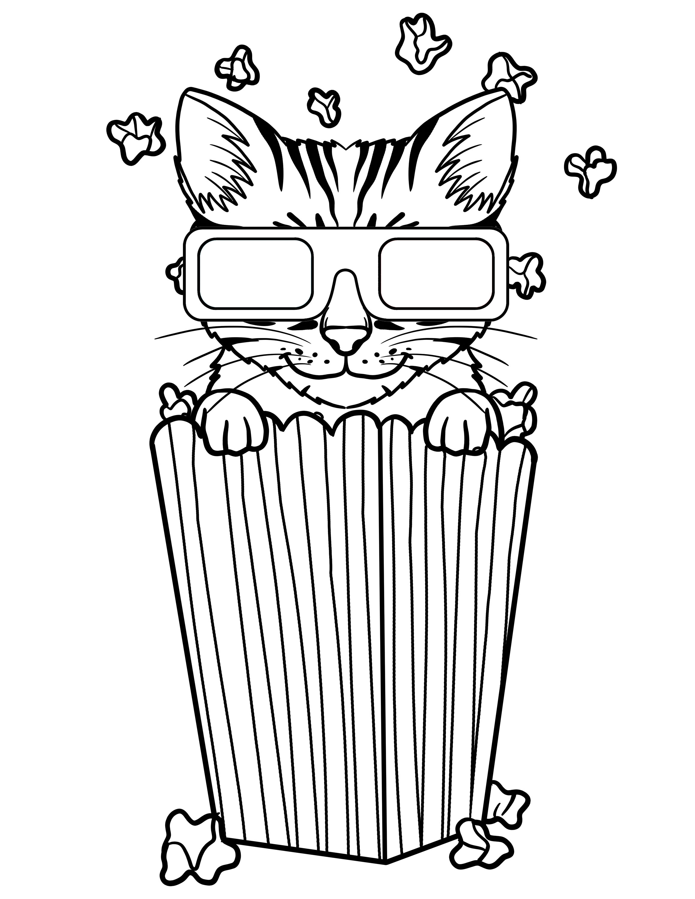 Printable Cat Movie Poster / Cat Coloring Sheet / Digital Download ...