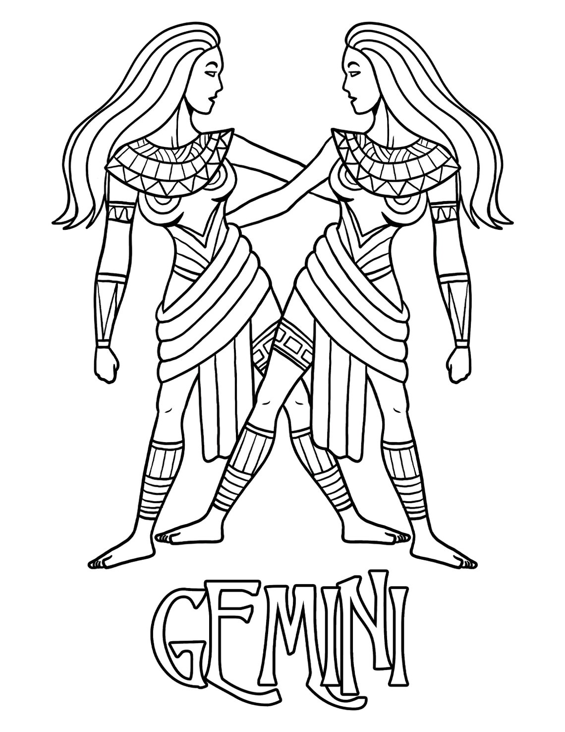 Gemini Coloring Page / Digital Download / Printable - Etsy
