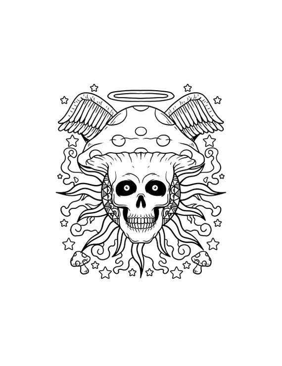 Trippy Skull / Magic Mushrooms Printable PDF / Digital - Etsy Ireland