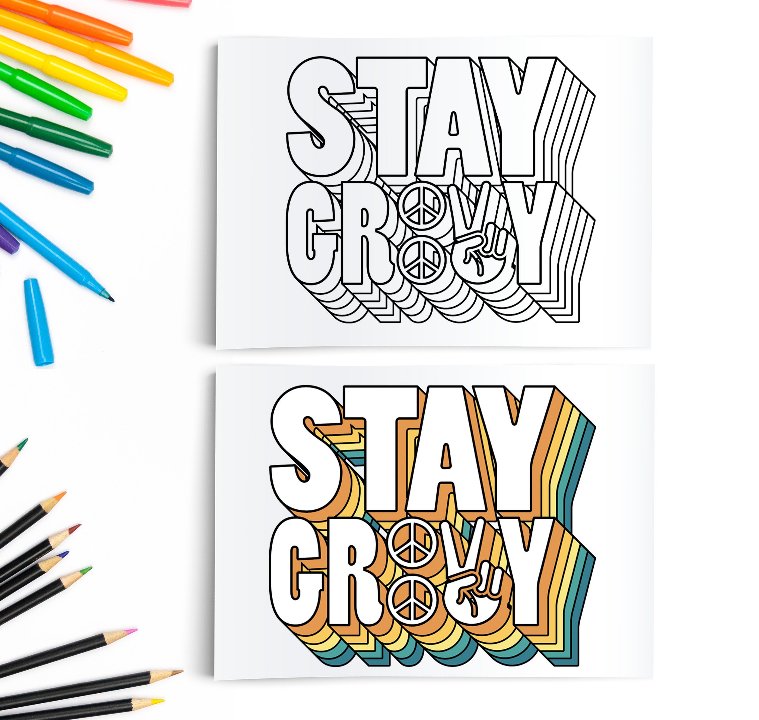Retro Stay Groovy Printable / Groovy Coloring Page / Digital Download ...