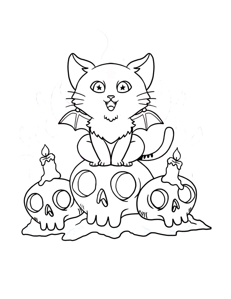 Pastel Goth Demon Cat / Pastel Goth Coloring Pages / Creepy | Etsy