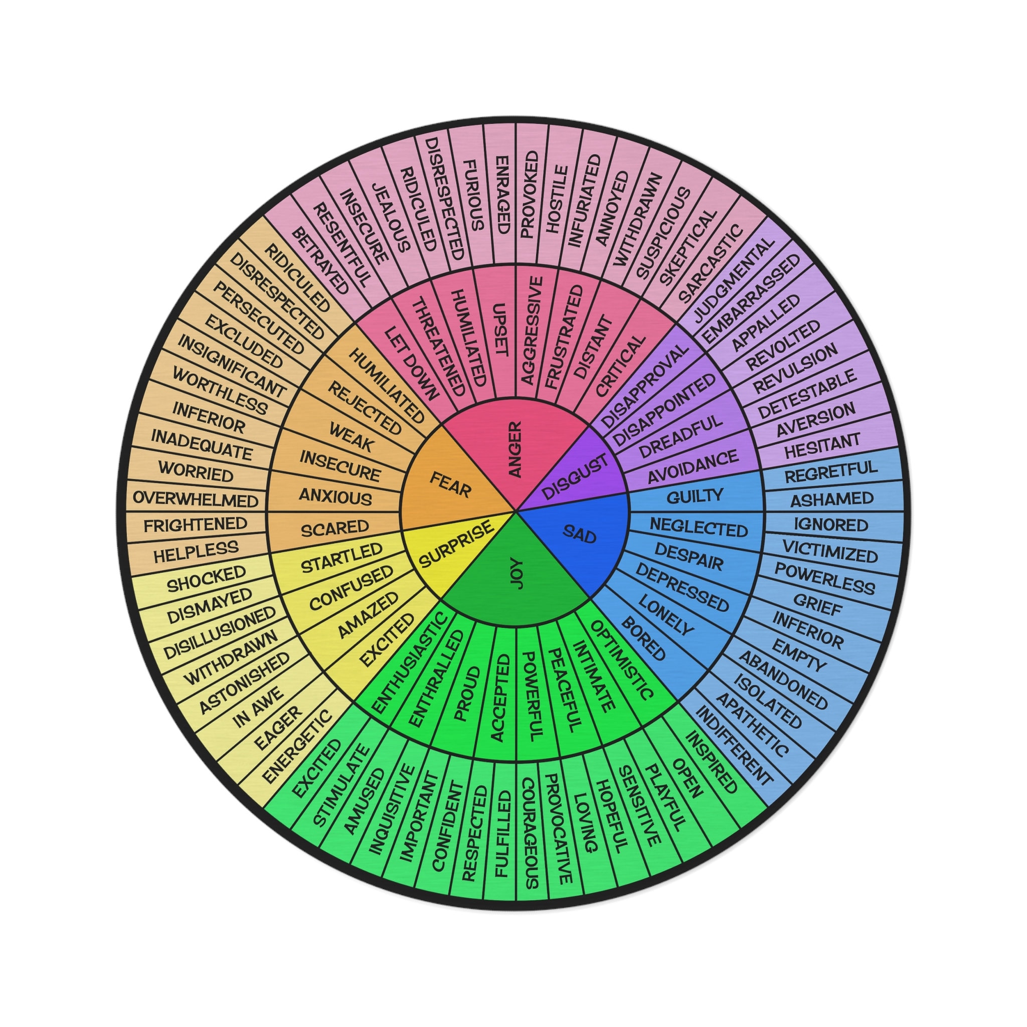 Feelings Wheel Rug 5 Ft / Emotions Wheel Round Floor Mat / Therapy Tool ...