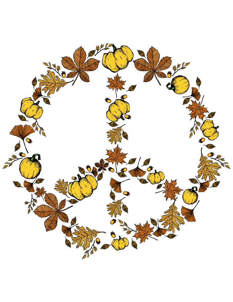 Peace Sign Printable PDF / Fall Autumn Digital Download / Leaf - Etsy