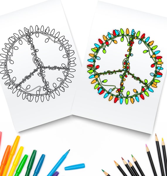 Peace Sign Printable PDF / Christmas Lights / Digital Download - Etsy