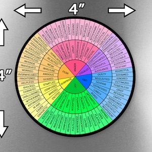 Feelings Wheel Magnet 4" or 6" / Emotions Wheel Fridge Magnet / Therapy ...