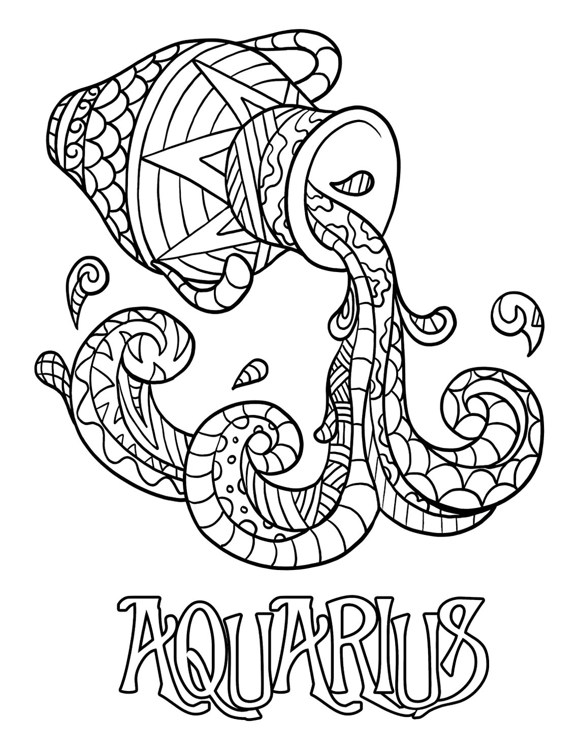 Aquarius Coloring Page / Digital Download / Printable - Etsy