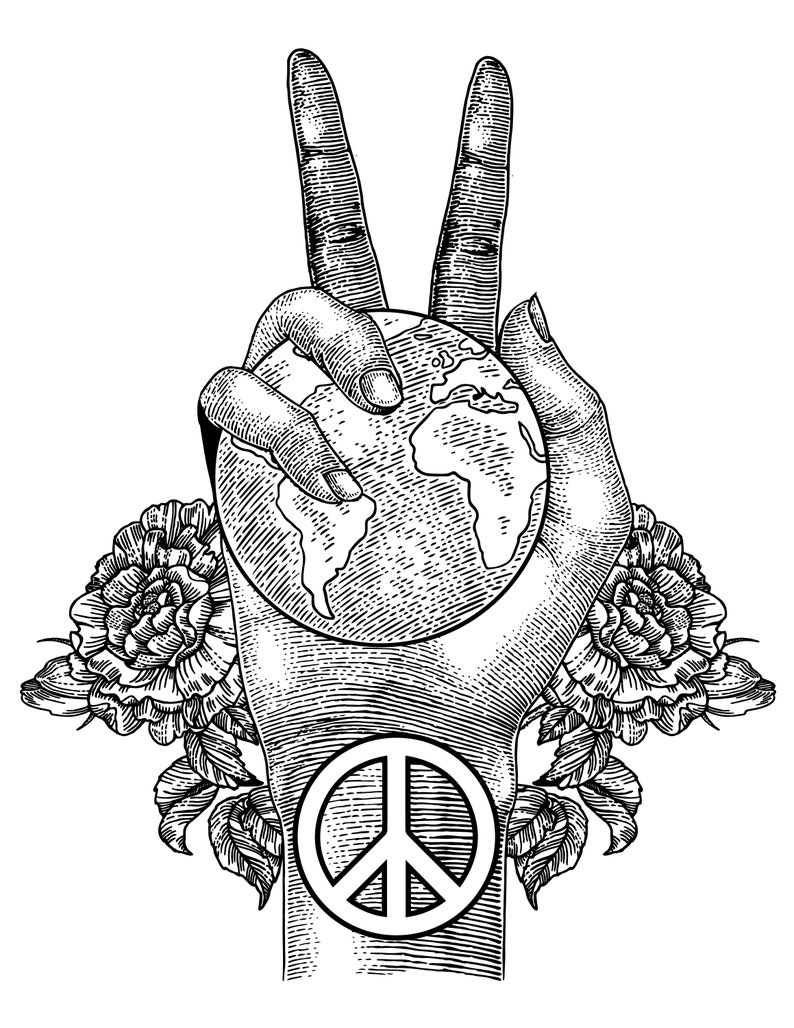 World Peace Printable / Peace Hand Sign / Digital Download / Peace on ...