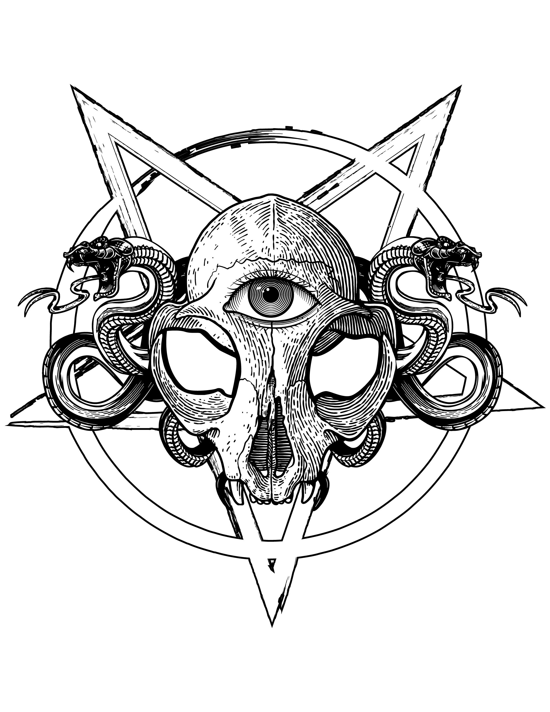 Printable Divination Skull / Magic Pentacle / Digital Download / Witchy ...