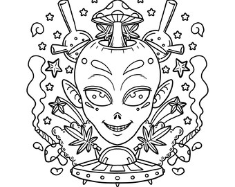 Trippy Alien Printable PDF / Stoner Weeds / Digital Download / | Etsy