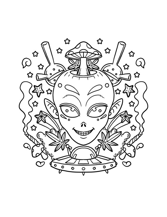 Trippy Alien / Magic Mushrooms Printable PDF / Digital - Etsy